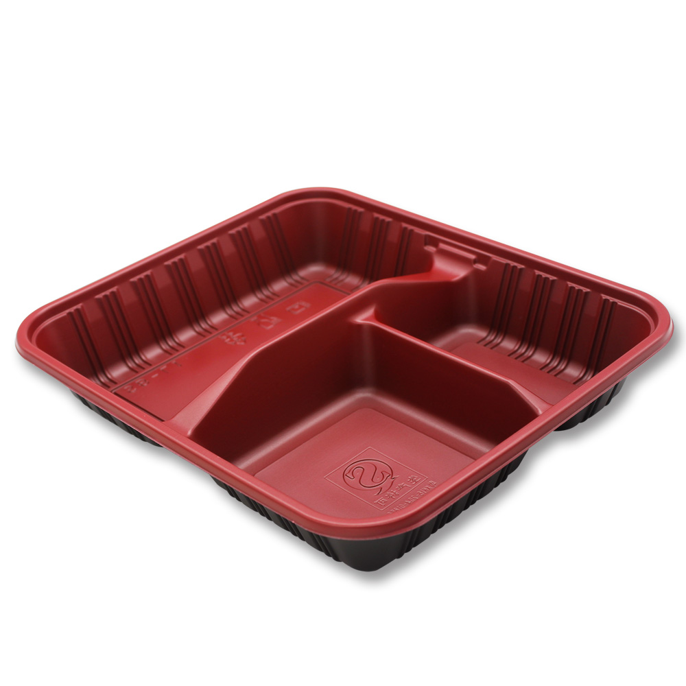 DK0121Red & Black Microwavable 3 Compartment Containers #SB-L1-A ...